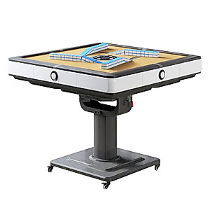 Funho USA 3rd Generation Rotor-Wing Automatic Mahjong Table with 44 Chinese Style Mahjong Tiles of 2 Sets Folding Style