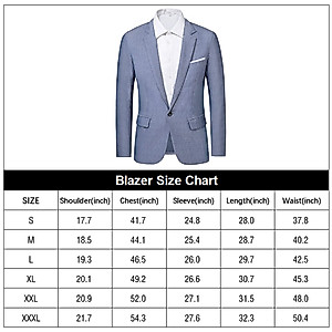 RONGKAI Mens Casual Blazer Sports Coats Suit Jackets for Men Slim Fit One Button Lightweight Blue