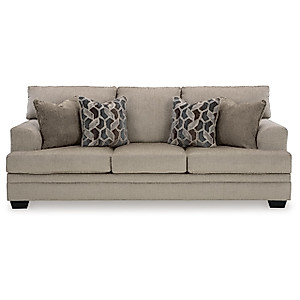 Signature Design by Ashley Stonemeade Contemporary Sofa Sleeper with Folding Gel Memory Foam Mattress, Reversible Cushions and 4 Accent Pillows, Queen, Light Brown