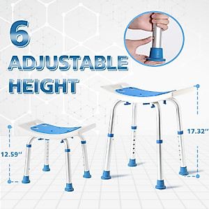 FSA/HSA Eligible Shower Chair for Inside Shower, Shower Stool with Free Bath Loofah, Tool-Free Assembly Shower Seat for Bathtub, Shower Bath Chairs for Seniors/Disabled by DUALECO