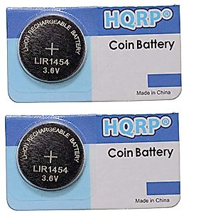 HQRP 2-Pack Battery Compatible with Varta LIR1454 CP1454 1454 ICR1454S Bose Soundport Free, B&O Beoplay E8, Samsung Gear IconX 2018 TWS Headphones Smart Bracelets Glasses Necklaces