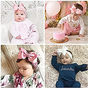 Makone 6PCS Nylon Headbands for Baby Girl, Handmade Hairbands with Bows Stretchy 5.5 inch Hair Bow for Kids Toddlers Infants Newborn
