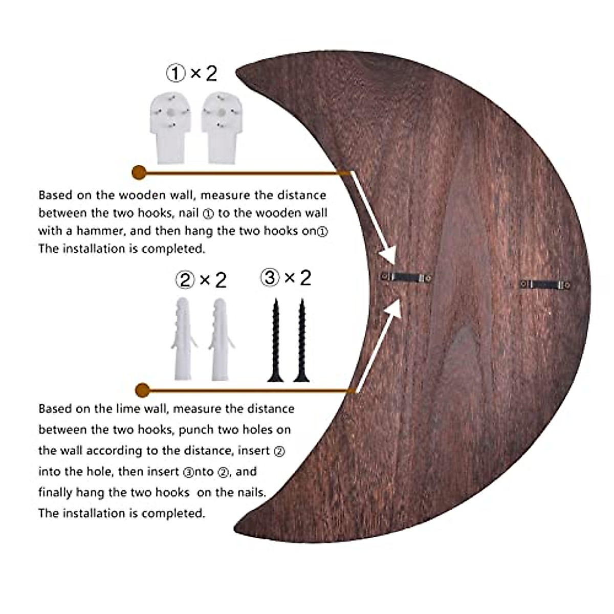 ELIAUK Floating Moon Wooden Shelves Reversible Crescent Moon Shelf,Home Wall Decor for Living Room Bedroom…