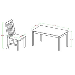 Walker Edison 4 Person Modern Farmhouse Wood Small Dining Table Dining Room Kitchen Table Set 4 Chairs Set, 48 Inch, White and Grey