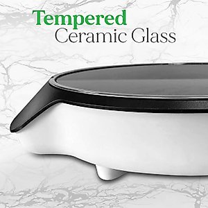 Electronic Plug-in, Flameless Burner Design with Digital Display, 17 Temperature Range, Sensor Touch Controls and Auto Shut Off Function, Portable Single Burner Cooktop
