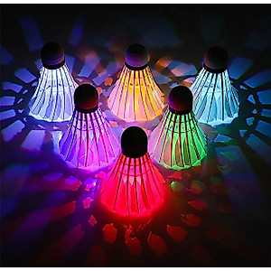 YYZP 6-Pack LED Badminton Shuttlecocks, Badminton Birdies Glow in The Dark Birdie Badminton Set for Outdoor/Indoor Lighting Sport Activities Game