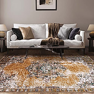 SUPERIOR Indoor Non-Slip Area Rug or Runner, Machine Washable Rugs, Living Room, Bedroom, Kitchen, Dining, Office, Entryway, Hallway, Oriental Floor Decor, Aldrich Collection - 8ft x 10ft , Ivory