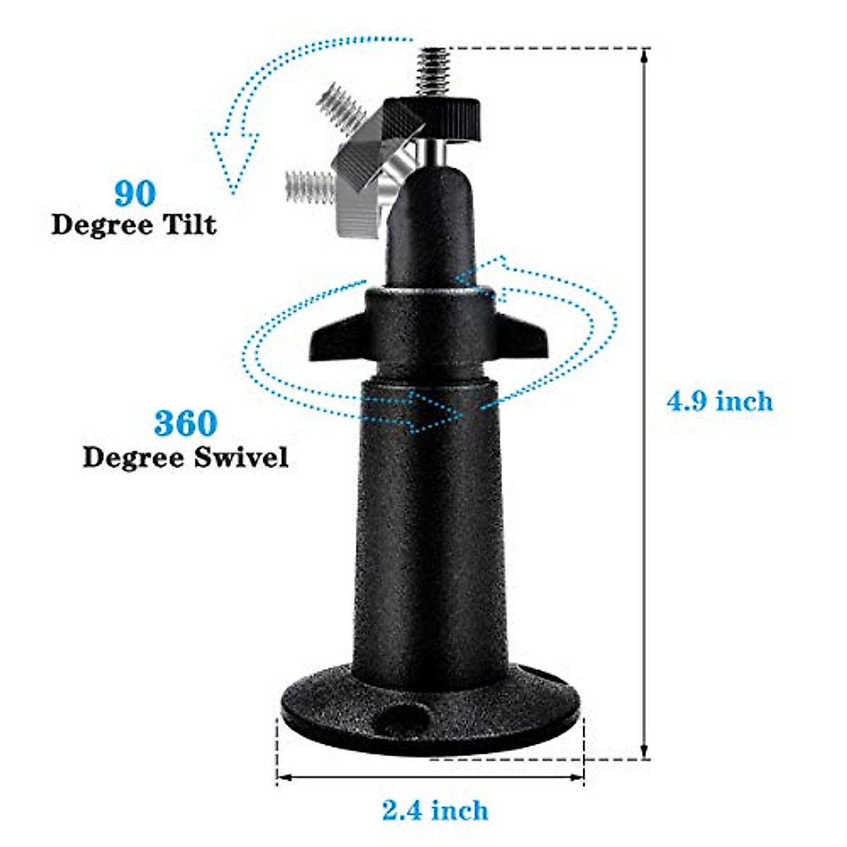 Adjustable Security Metal Wall Mount Indoor/Outdoor Aluminium Alloy Camera Mount for Arlo, Arlo Pro, Arlo Pro 2, Arlo Pro 3, Arlo Ultra Surveillance Camera (4 Pack, Black)