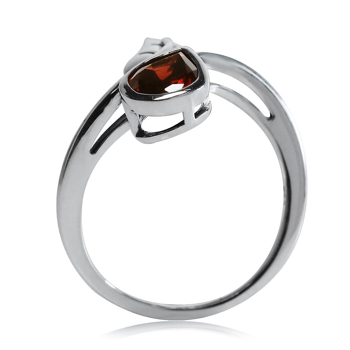 Silvershake 1ct. Natural Garnet 925 Sterling Silver Bypass Leaf Solitaire Ring Size 9