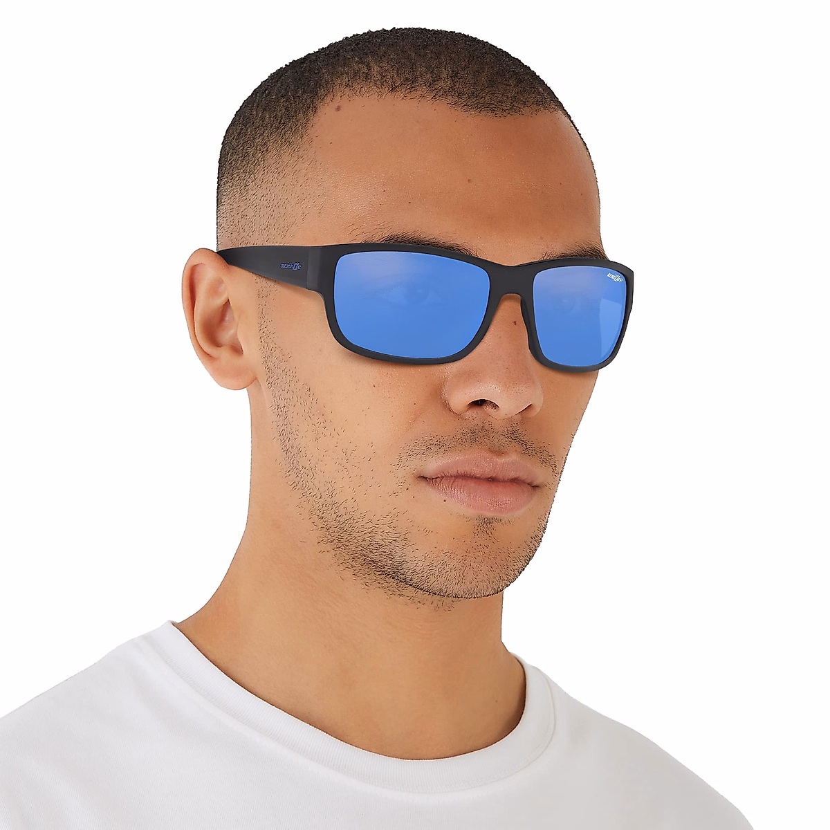 ARNETTE Unisex Sunglasses Matte Black Frame, Blue Lenses, 62MM