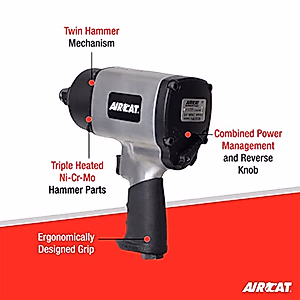 AirCat Pneumatic Tools 1777: 3/4-Inch Impact Wrench with Refined Design Twin Hammer 1,600 ft-lbs