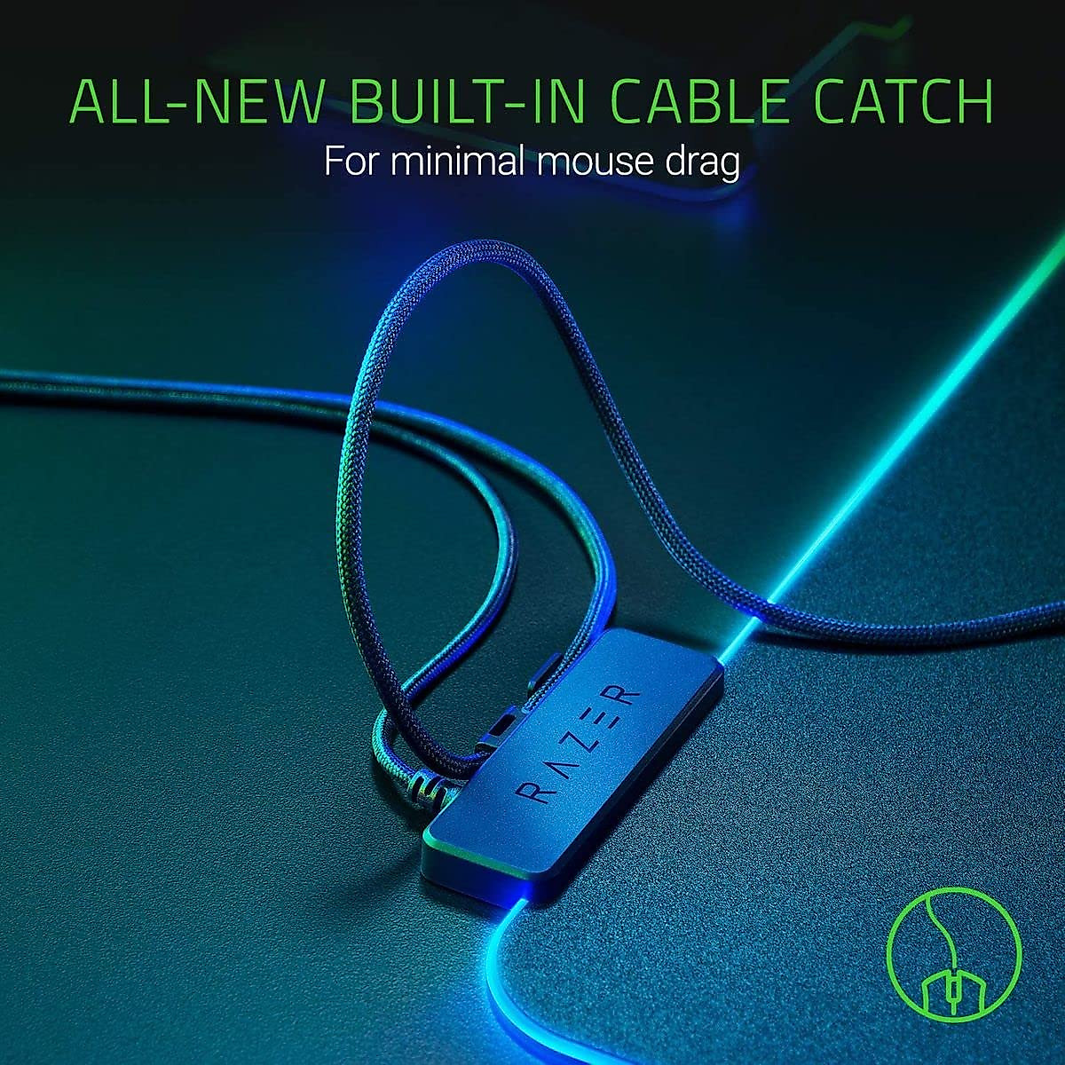 Razer Firefly Hard V2 RGB Gaming Mouse Pad: Customizable Chroma Lighting, Built-in Cable Management, Balanced Control & Speed, Non-Slip Rubber Base