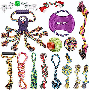 UPSKY Dog Rope Toys 15 Pack Dog Toys, Puppy Grinding Teething Chew Toys, Tug of War Toys for Puppy, Durable Chew Toys for Boredom, Dog Chew Toys for Puppy Small Dogs