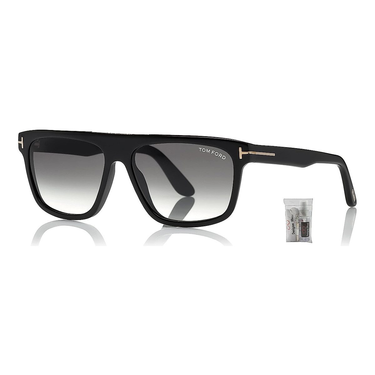 Tom Ford FT0628 Cecilio-02 01B 57MM Shiny Black/Smoke Gradient Geometric Sunglasses for Men + BUNDLE with Designer iWear Eyewear Kit