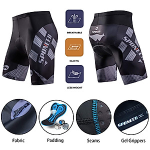 sponeed Mens Biking Shorts with Padding Gel Road Bike Tights Padded Cycling Pants US Medium Gray