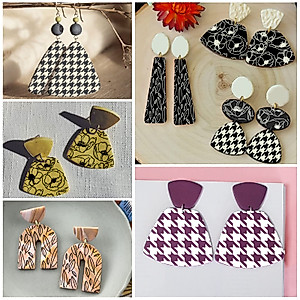 BABORUI Silk Screen Stencils for Polymer Clay, 3Pcs Reusable Silk Screen Stencils with 2Pcs Clay Scraper for Polymer Clay Cutters Clay Earring Jewelry Making Kit