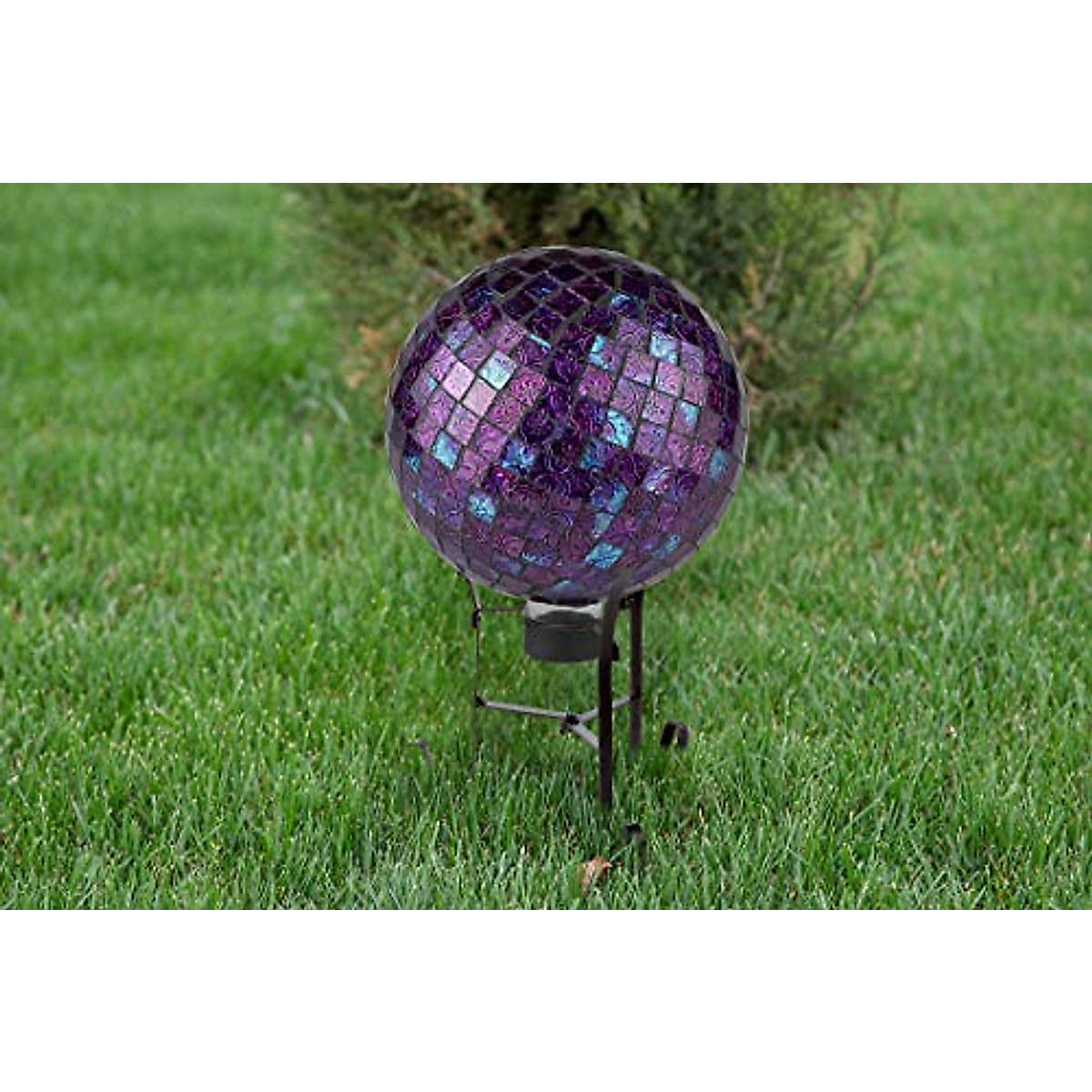 Lily's Home Metal Gazing Ball Stand for 10 or 12 inch Metal and Glass Garden Gazing Globes. Black. 9-inch Tall