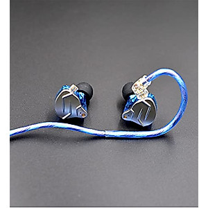 KZ Headphone/Earbuds/in-Ear Earphone Upgrade Cable,Upgrade 498-core Single Crystal Copper Silver-Plated Cable 0.75MM 2pin Gold-Plated pin 3.5mm Audio Plug (C Pin Translucent Blue)