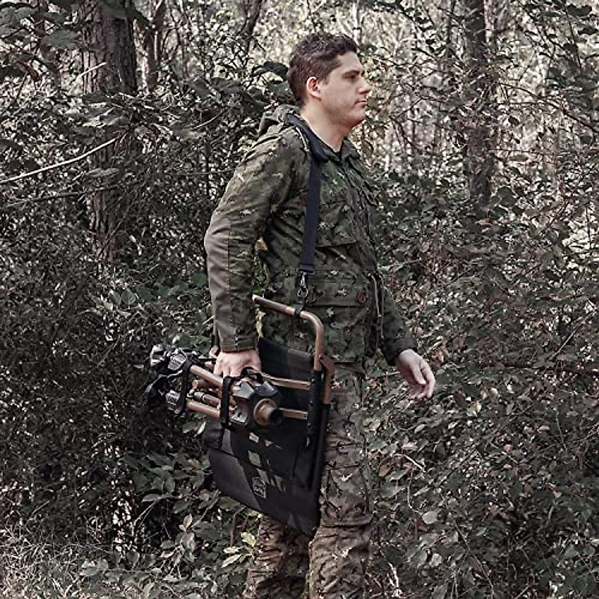 TR Hunting Chair 360 Degree Silent Swivel Folding Chair for Blinds, 400lbs Capacity 2 Legs Adjustable Height Comfortable Stable Hunting Seats, Portable Ground Hunting Chair