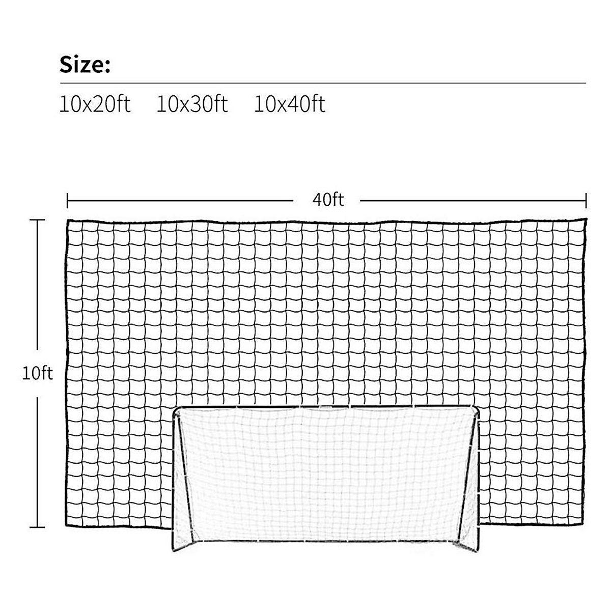 Aoneky Soccer Backstop Net, Sports Practice Barrier Net, Soccer Ball Hitting Netting, Soccer High Impact Net, Heavey Duty Soccer Containment Net (10 x 40 ft)