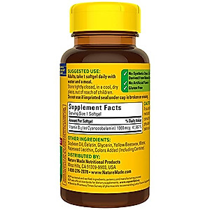 Nature Made Vitamin B12 1000 mcg, Dietary Supplement for Energy Metabolism Support, 150 Softgels, 150 Day Supply