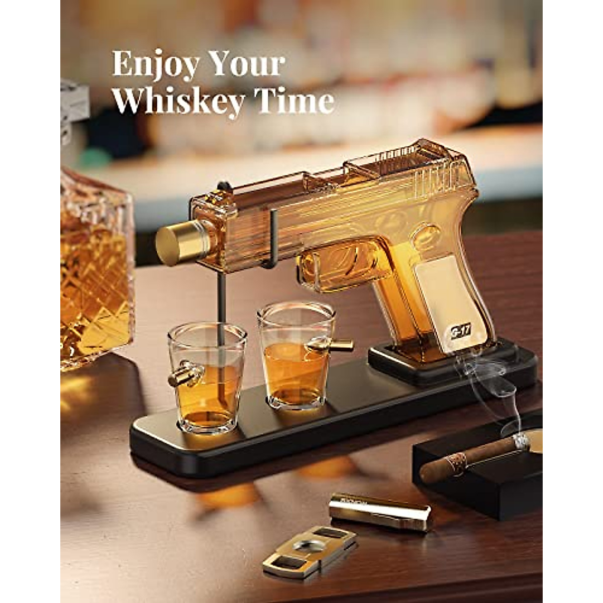 Gifts for Men Dad, Kollea 15.2 Oz Whiskey Decanter Set with 2.0 Oz Glasses, Unique Anniversary Birthday Gift Ideas for Him Husband Grandpa, Cool Tequila Liquor Dispenser for Home Bar