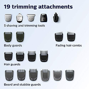 Philips Norelco Multigroomer All-in-One Trimmer Series 7000, 23 Piece Mens Grooming Kit, Trimmer for Beard, Head, Body, and Face, NO Blade Oil Needed, MG7750/49