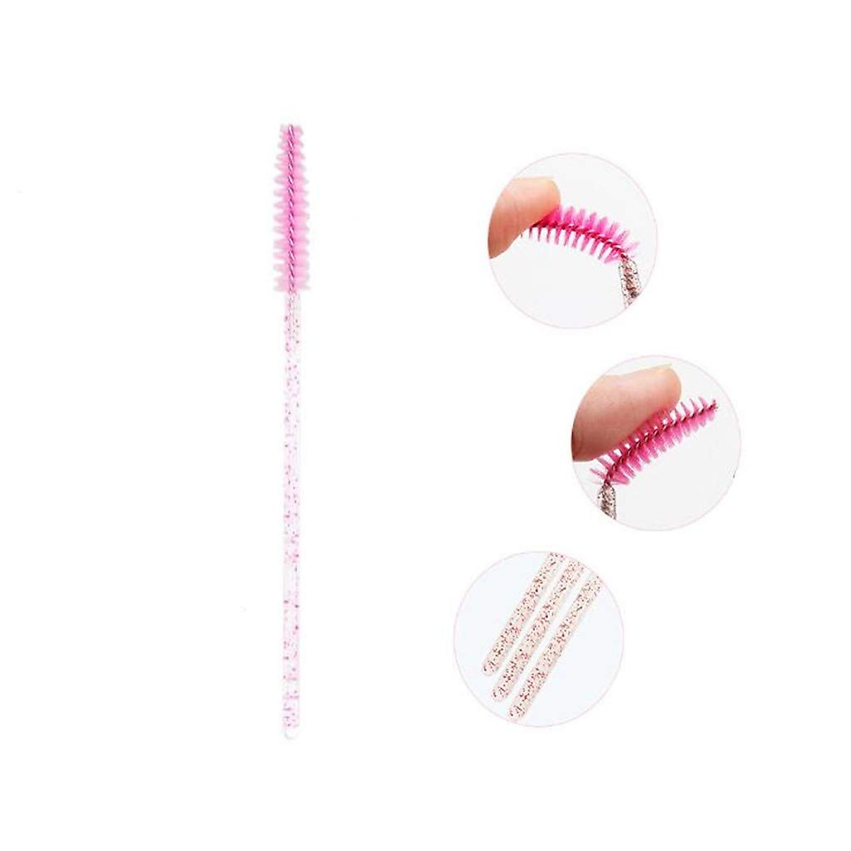 SINEN 50 PCS Disposable Eyelash Brush Mascara Brushes Makeup Brushes Kits for Eye Lashes Extension Eyebrow and Makeup (Crystal Pink)