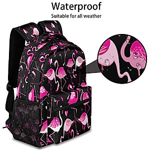 Backpacks Boys Girls, Kawaii Pink Flamingo Lightweight School Backpack Laptop College Bookbag, Travel Casual Daypack, Hiking Camping Computer Rucksack