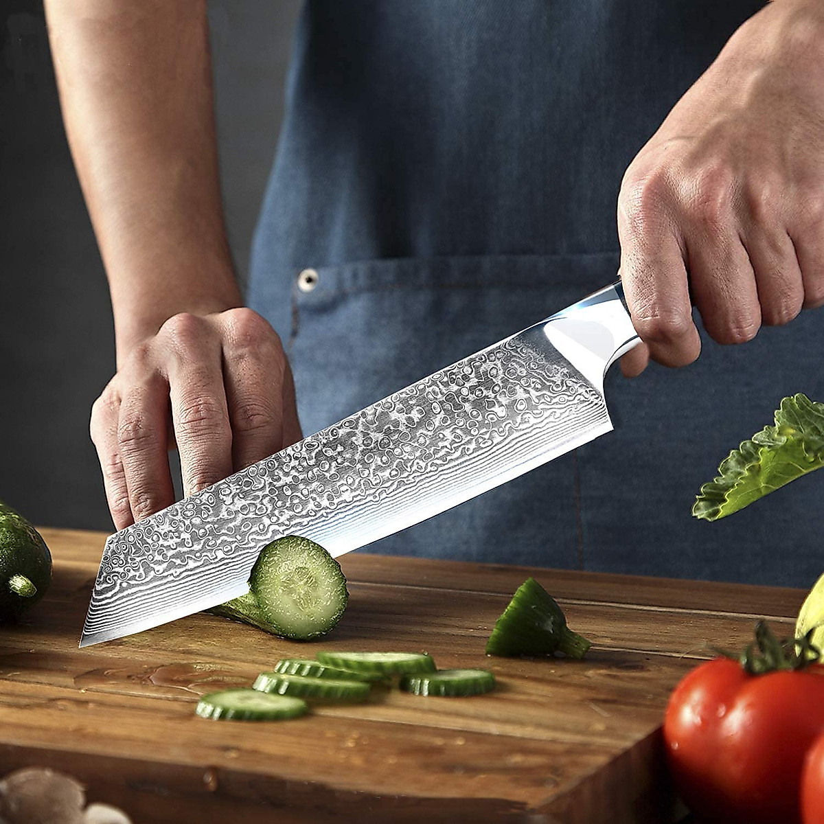 Damascus Chef Knife 8 Inch, Razor Sharp Kitchen Knife Japanese VG-10 Stainless Steel with Premium G10 Handle&Triple Rivet&Gift Box（8 Inches）