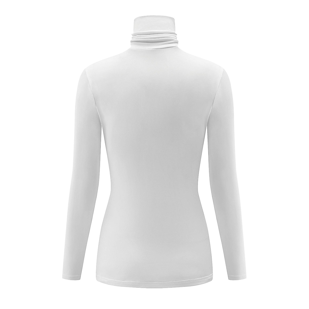 Kindcall Long Sleeve Mock Turtleneck Stretch Slim T Shirt Layer Top White Medium