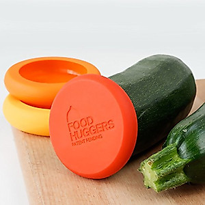 Food Huggers 5pc Reusable Silicone Food Savers | BPA Free & Dishwasher Safe | Fruit & Vegetable Produce Storage for Onion, Tomato, Lemon, Banana, Cans & More | Round, Autumn Harvest