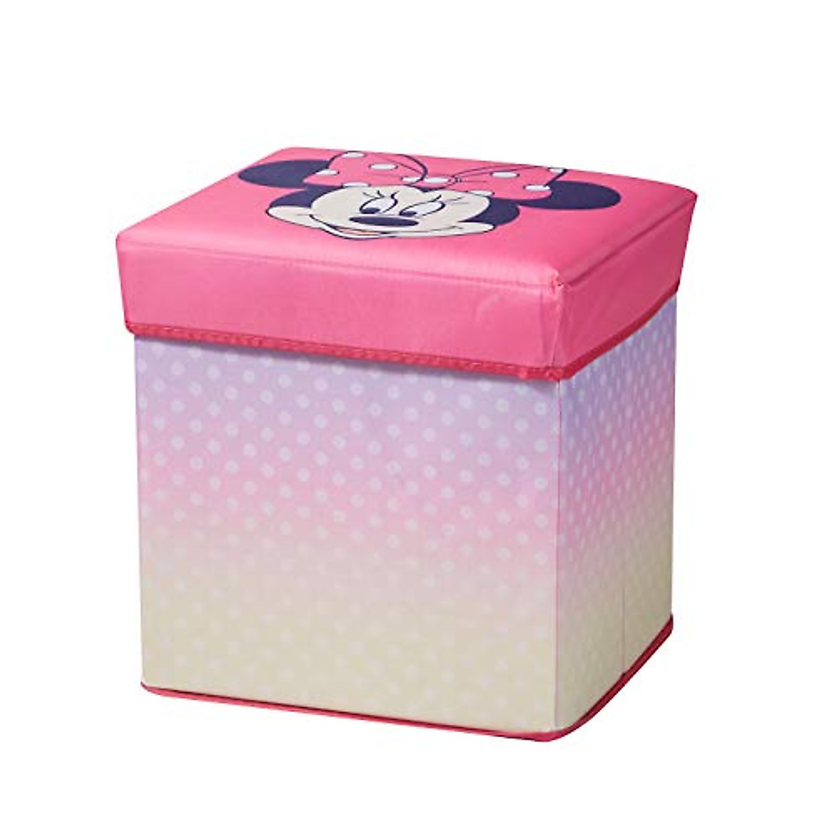 Idea Nuova Disney Minnie Mouse 3 Piece Collapsible Storage Set with Collapsible Ottoman, Bin and Figural Dome Pop Up Hamper, Pink