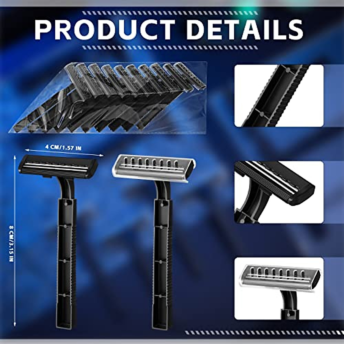 200 Pcs Disposable Razors Twin Blade Shaving Razor for Men Women Stainless Steel Bulk Razors with Clear Safety Cap Hospitality Quality Shavers Apply to Hotel Camping Traveling Home Apartment, Black