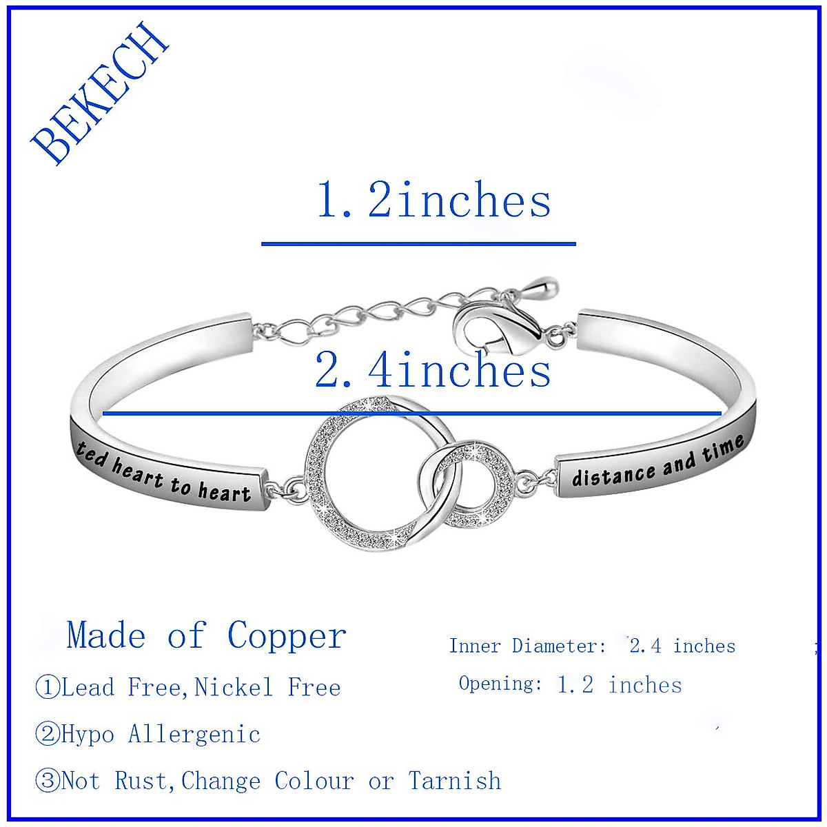 BEKECH Cousins Gift Cousins Bracelet Cousin Are Connected Heart to Heart Distance And Time Can’t Break Them Apart Bracelet Cousin Theme Jewelry Gift for Cousin BFF Gift (silver)