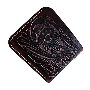 NICKSTON Brown Tooled Genuine Leather Wallet with Floral Motifs Unisex Men Women Crafted Carved Engraved Embossed Strong Stitched Compartments for ID Banknotes Cards Luxury Gift for Her Him