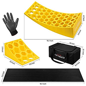 Cainozo RV Leveling Blocks Camper Leveler 2 Pack with Carrying Bag,Leveler Chocks Precise Camper Leveling Includes Two Curved Levelers,Two Rubber Grip Mats,Two Chocks,and A Carrying Bag Yellow