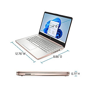HP 2022 Stream 14" HD Laptop, Intel Celeron N4120 Processor, 4GB RAM, 64GB eMMC Storage, HD Webcam, HDMI, Wi-Fi, Bluetooth, Rose Gold, Office 365 1-Year, Windows 11 S, 32GB SnowBell USB Card
