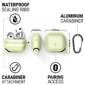 Catalyst Waterproof Case Vibe Series for AirPods 3 with Premium Carabiner. Compatible Wireless Charging, One-Piece Design, High Drop Protection, Soft-Touch - Glow-in-The-Dark