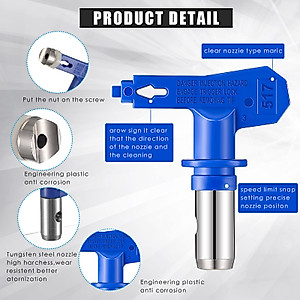 9 Pieces Paint Sprayer Airless Reversible Spray Tip Nozzles Paint Spray Tips Airless Sprayer Nozzles and Airless Sprayer Gun Tip Extension with Red Guard Pole Rod and Paint Sprayer Tips