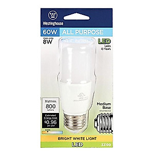 Westinghouse 3319900 60-Watt Equivalent T7 Bright White LED Light Bulb with Medium Base, 1 Count (Pack of 1), Frost