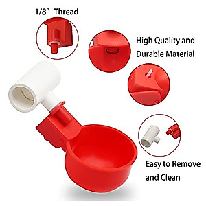 Achicklead Automatic Chicken Water Cups Chicken Water Feeder Poultry Drinking Bowl, for Chicks Duck Quails Pigeons Birds Turkey (18, White Tee Fittings)