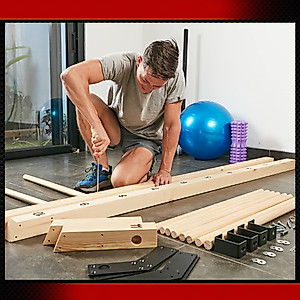 Swedish Ladder Wood Stall Bar – Physical Therapy & Gymnastics Ladder w/ 11 Strategic Rods - Ideal for Back Pain Scoliosis Exercise Equipment & Range of Motion