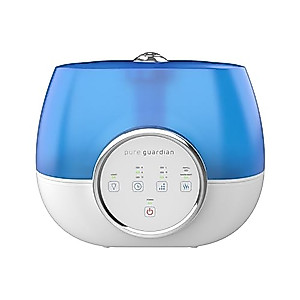 PureGuardian H4810AR Ultrasonic Warm and Cool Mist Humidifier for Bedrooms, Quiet, Filter-Free, 120 Hr, 2 Gal Treated Tank Surface Resists Mold, Pure Guardian Humidifier with Essential Oil Tray