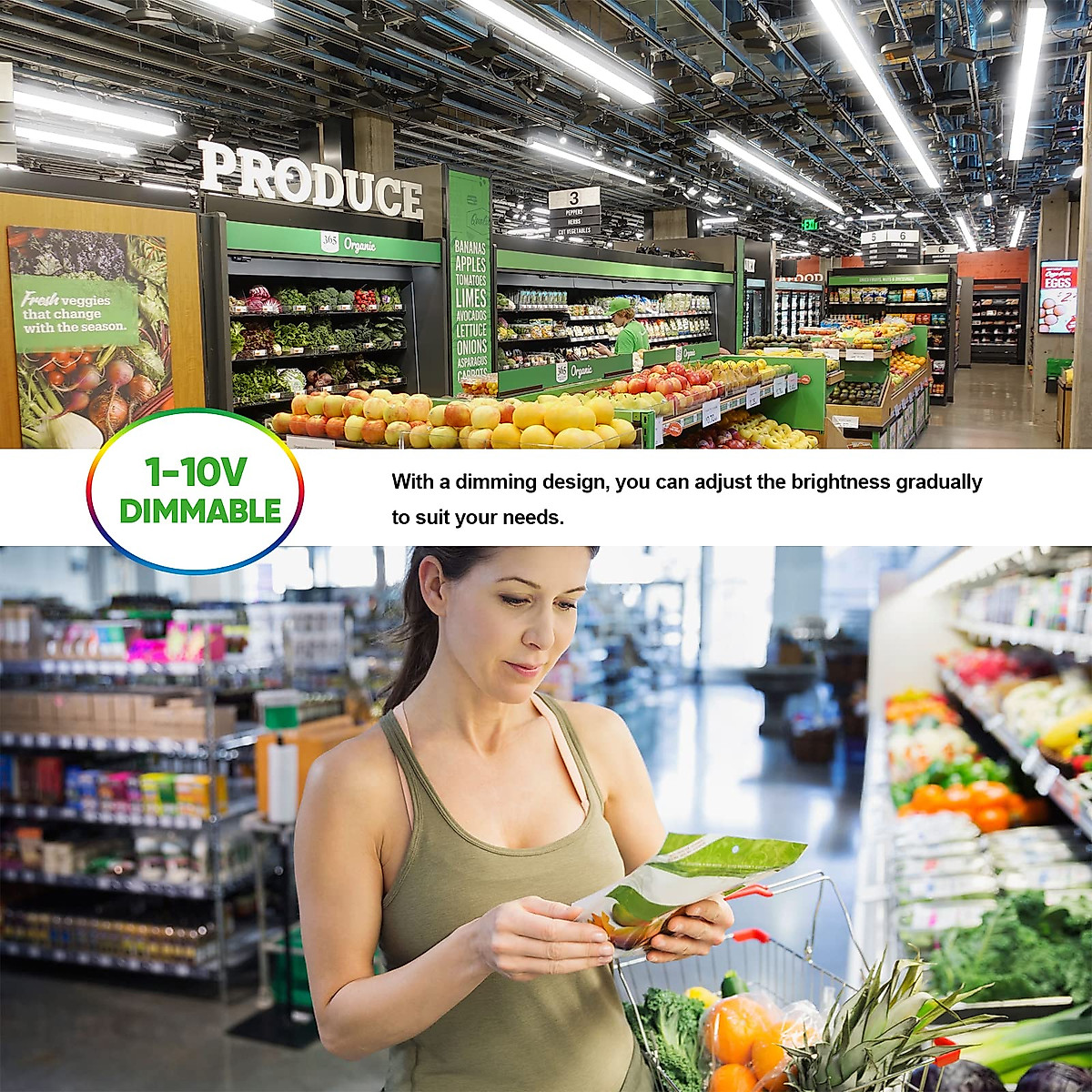 ANTLUX 8FT LED Shop Light 110W LED Linear Strip Lights, 1-10V Dimmable, 12000 Lumens, 5000K, Commercial Grade 8 Foot LED Light Fixtures for Warehouse, Garage, 8’ Fluorescent Tube Replacement, 4 Pack