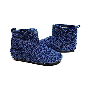 ZooYung Toddler Baby House Slippers Shoes Winter Warm Fleece Anti Slip Rubber Sole for Kids Boys and Girls(ZY-TS2268Blue25)