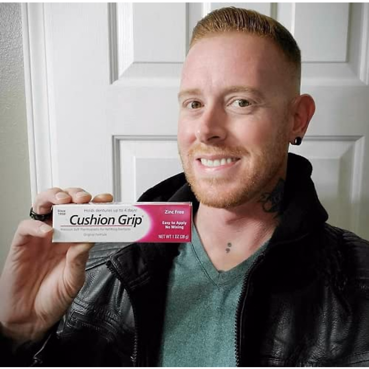 Cushion Grip Thermoplastic Denture Adhesive for Refitting and Tightening Loose Dentures [Not a Glue Adhesive, Acts Like a Soft Reliner] (1 Oz) Hold Dentures for Up to 4 Days.