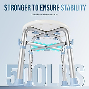 OasisSpace Shower Stool Adjustable Shower Chair for Inside Shower, Shower Seat for Adults with Anti-Slip Rubber Tips, Bath Chair for Elderly and Disabled, 500 Pound Weight Cap, Easy Assembly