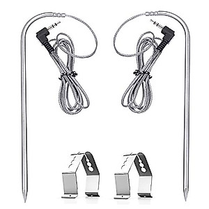 ibbyee Replacement for Camp Chef Meat Probe Grill Parts Temperature, BBQ Grill NTC Meat Temperature Probe for CampChef Wood Pellet Grill, 3.5mm Plug Stainless Steel PRO Digital Thermostat Probe 2pc