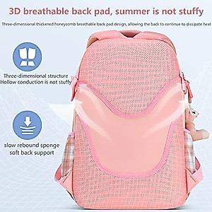 HANXIUCAO Backpacks for Girls Large Bookbags for Teens Girls Backpack for School Laptop Compartment Primary School (Pink)